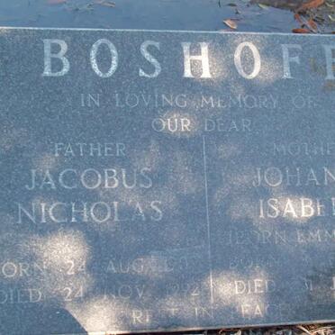 BOSHOFF Jacobus Nicholas 1909-1992 & Johanna Isabella EMMERICH 1916 ...